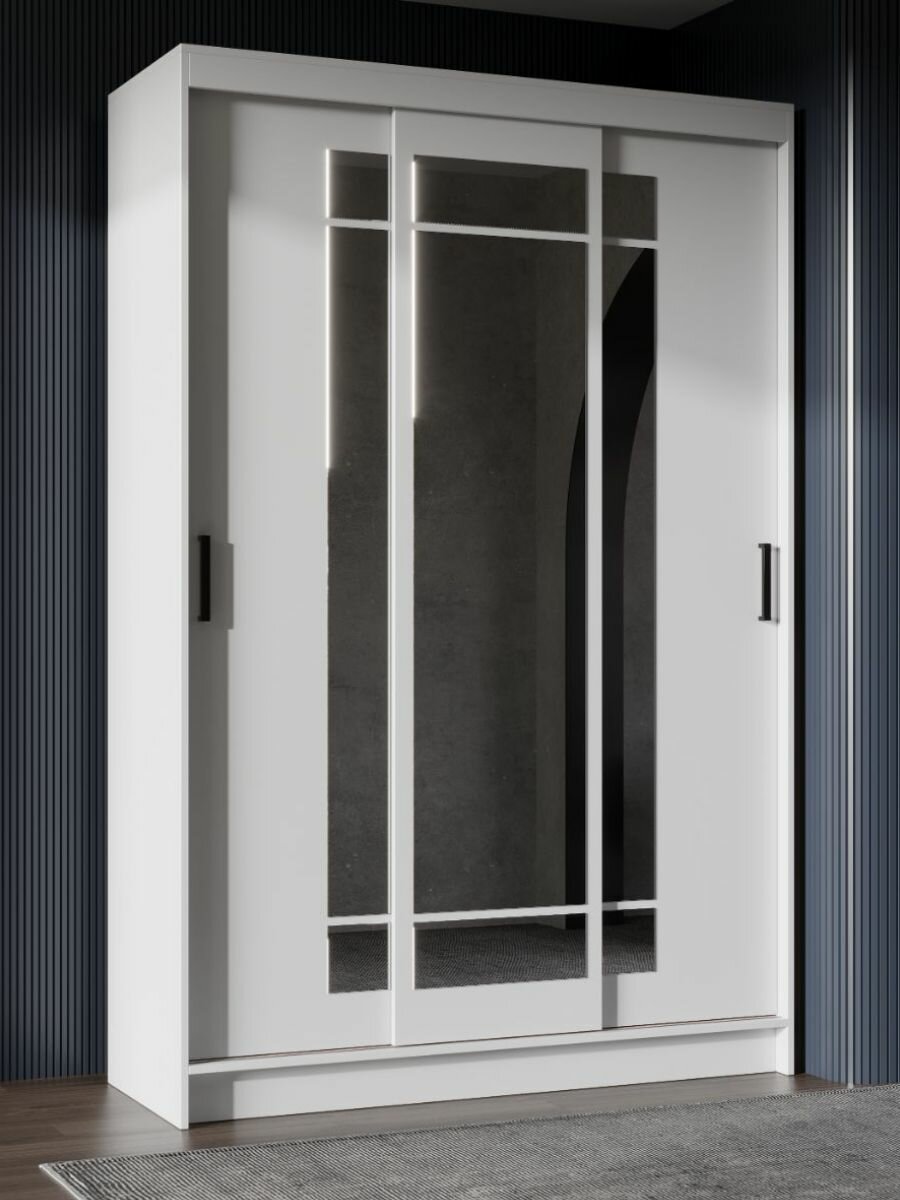 Шкаф-купе Бруно 4 белый ЛДСП с зеркалом 1310х2000х502 мм для дома и дачи