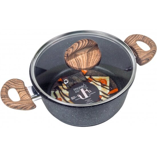 Кастрюля Panairo "ECO induction" 3.3 л, с крышкой и ненагревающимися ручками, индукция (ECO-KAS-3-BAC. wd-K. wd-I)
