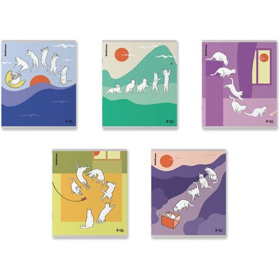 Тетрадь обложка пластик Erich Krause А5, 48 л, скоба, клетка, , "Cat Day" (цвет в ассортименте), 54159