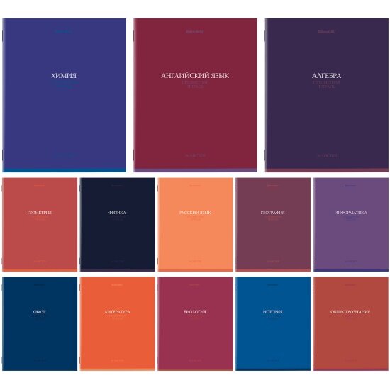 Тетради предметные Brauberg , комплект 13 предметов, 36 л, обложка мелованная бумага, , "колор", 405161