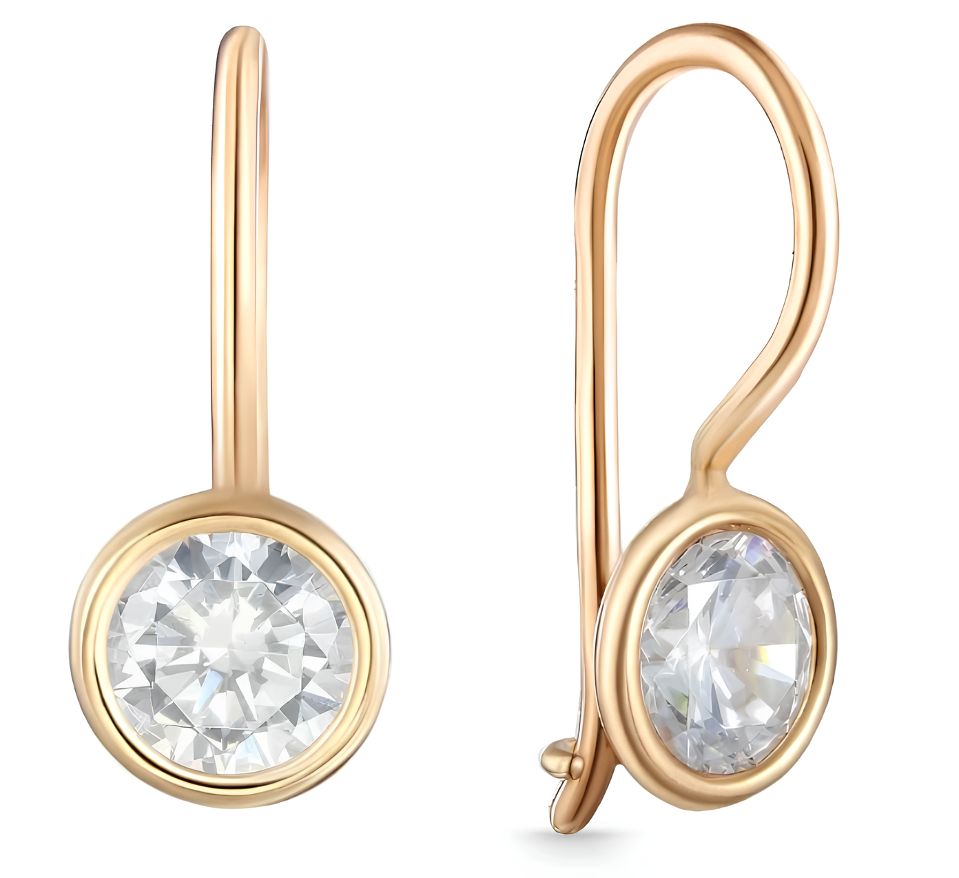 Серьги, красное золото, 585 проба, фианит