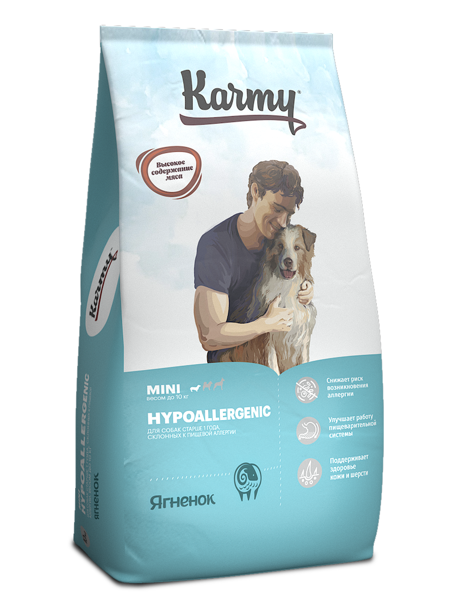 Карми Hypoallergenic Mini сухой для собак мелких пород, склонных к пищевой аллергии Ягненок 10кг