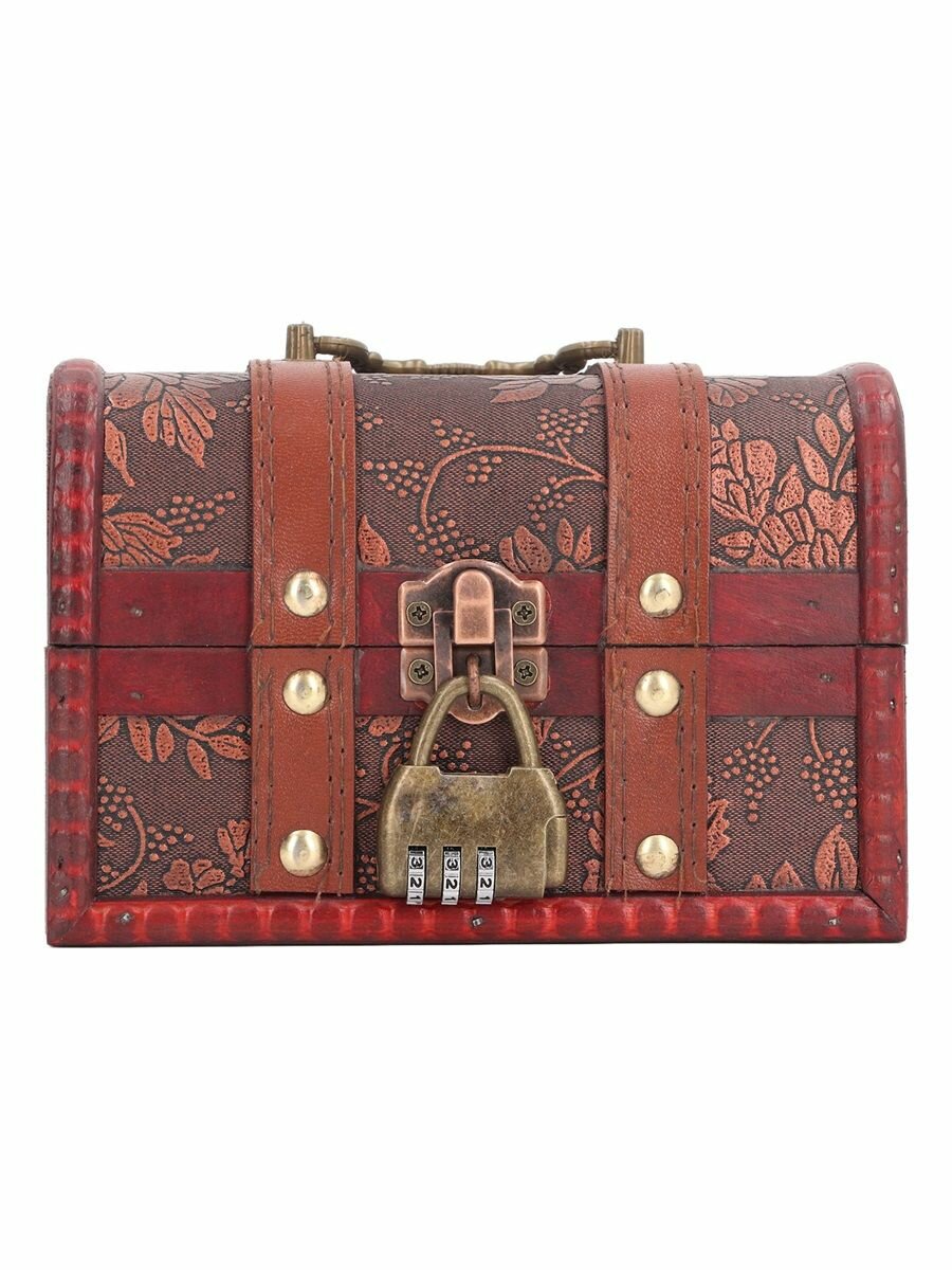 Винтажный деревянный ящик для хранения большой емкости с кодовым замком, сундук с сокровищами 12 дюймов для свадьбы или домашнего декора