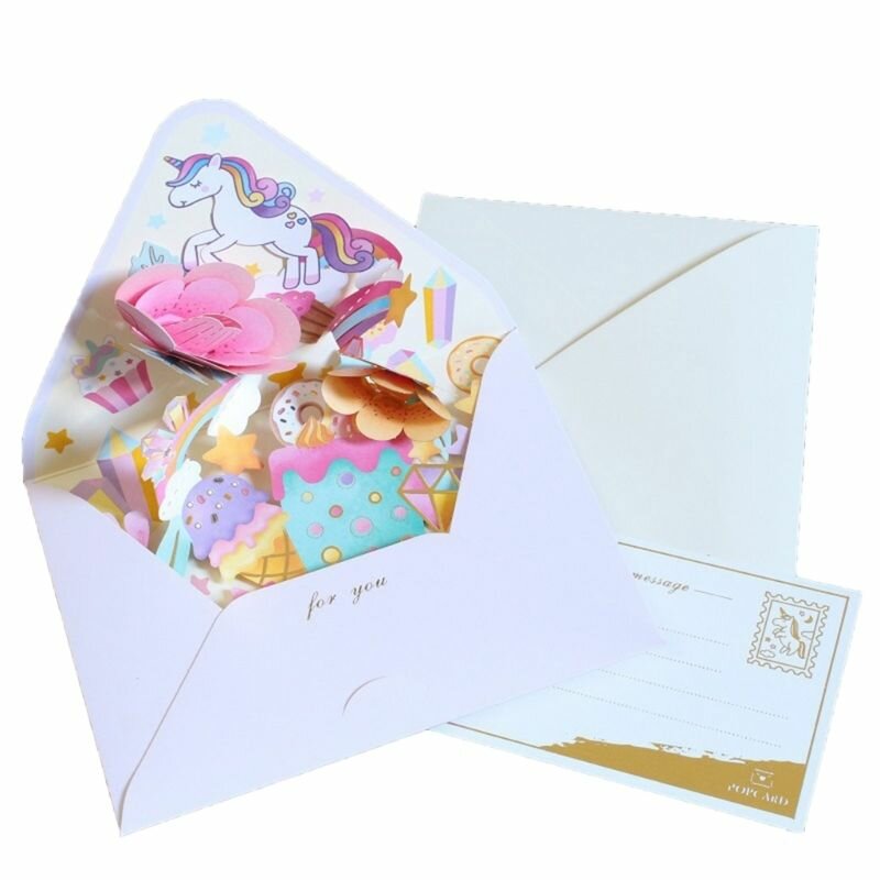 Ручная 3D открытка с цветами и конвертом, - 06