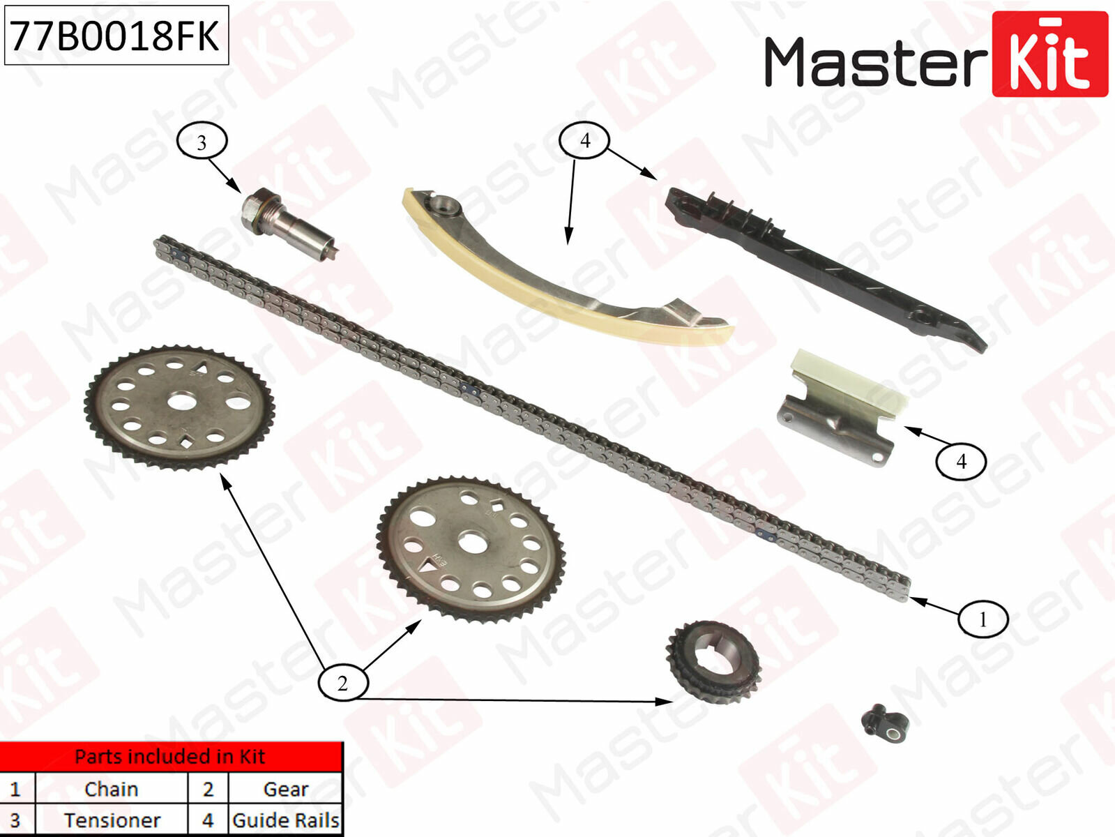 Комплект Цепи Грм Opel Vectra C 2.2I 16V Z 22 D1 02-(Masterkit 77B0018Fk)