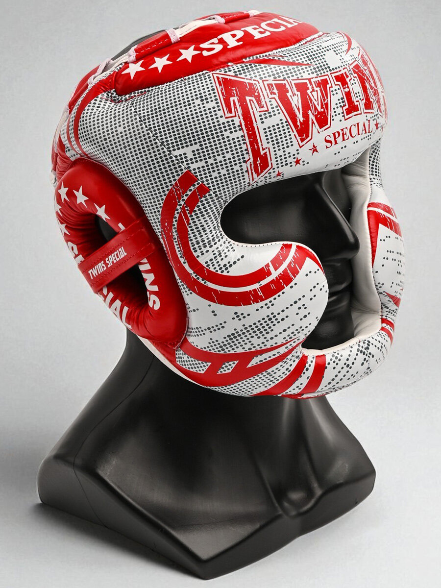 Шлем для классического и тайского бокса Twins Special FHGL3-TW5BK White/Red L