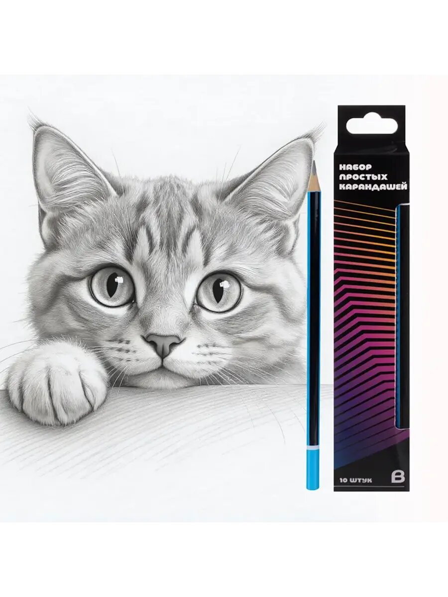 Набор простых карандашей, для рисования, 10 шт