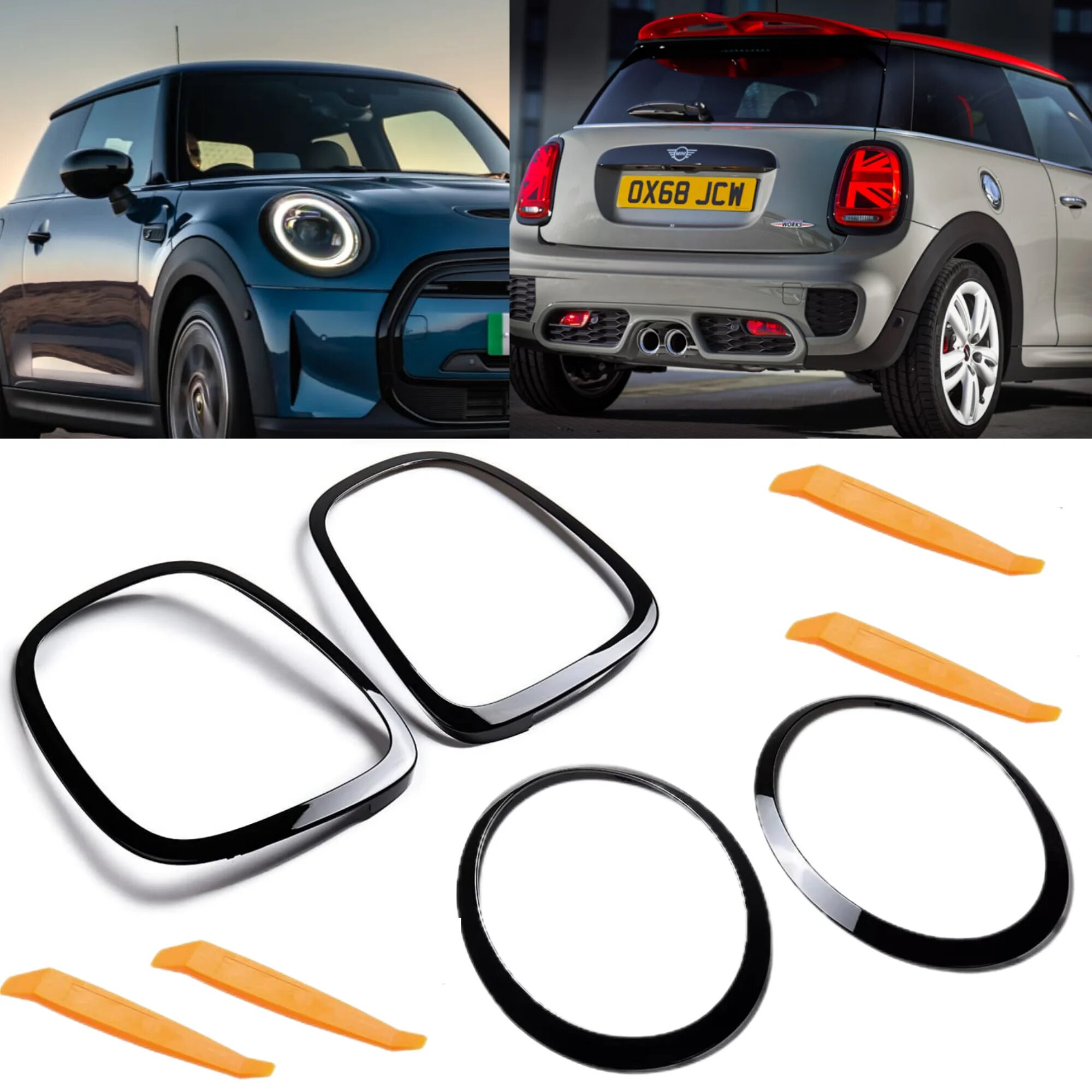 Кольца на задний фонарь Mini Cooper F55/F56/F57, черные, 4шт