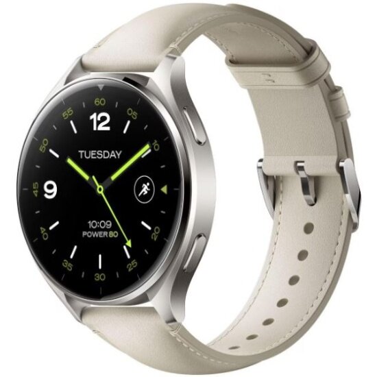 Смарт-часы Xiaomi Watch 2 серый с белым кожаным ремешком