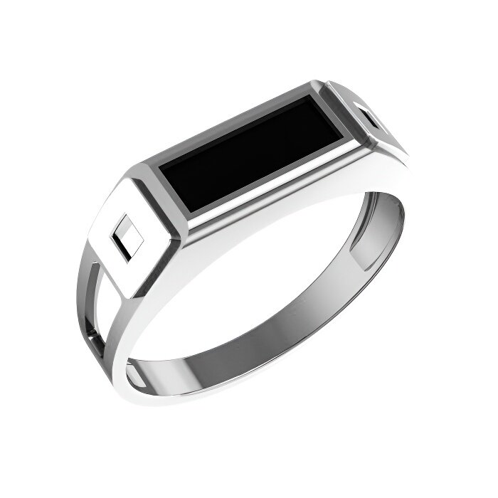 Кольцо, серебро, 925 проба, оникс