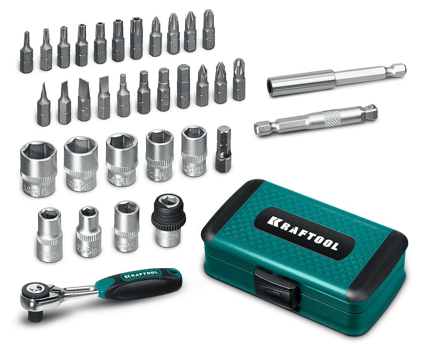 KRAFTOOL X-Drive 35, 35 предм, универсальный набор инструмента 1/4" (27974)