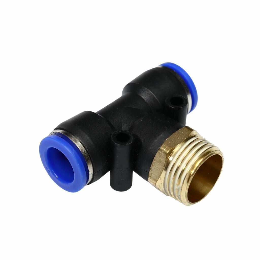 Соединитель трубки ПВХ, полиамид d 12мм (наружная резьба) М20х1.75 тройник пластик, арт ERSPB1204 эврика