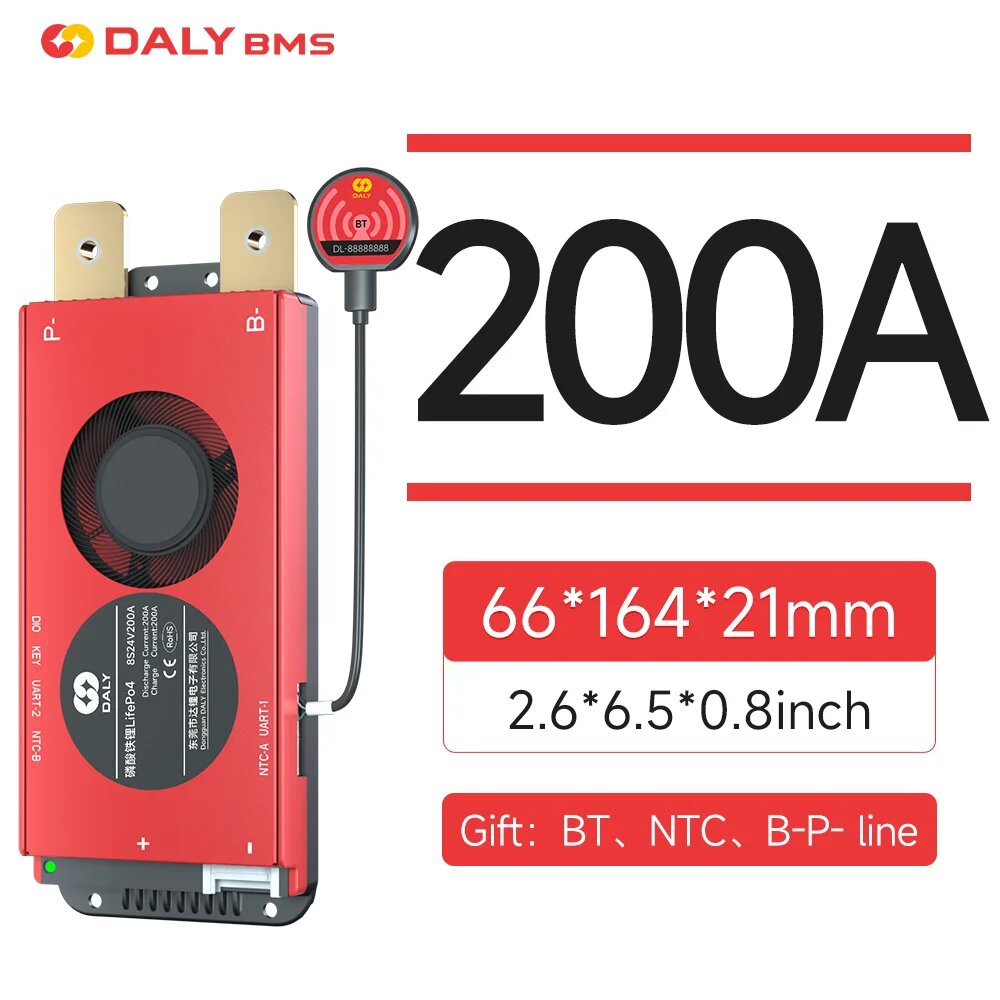 Daly Smart Lifepo4 BMS Батарейный модуль 16С, 200A BT BMS, 3,2 В