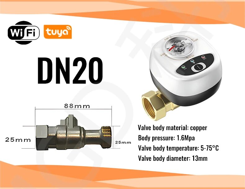 Умный газовый клапан eWelink DN15/DN20/DN25 DN20 Tuya app