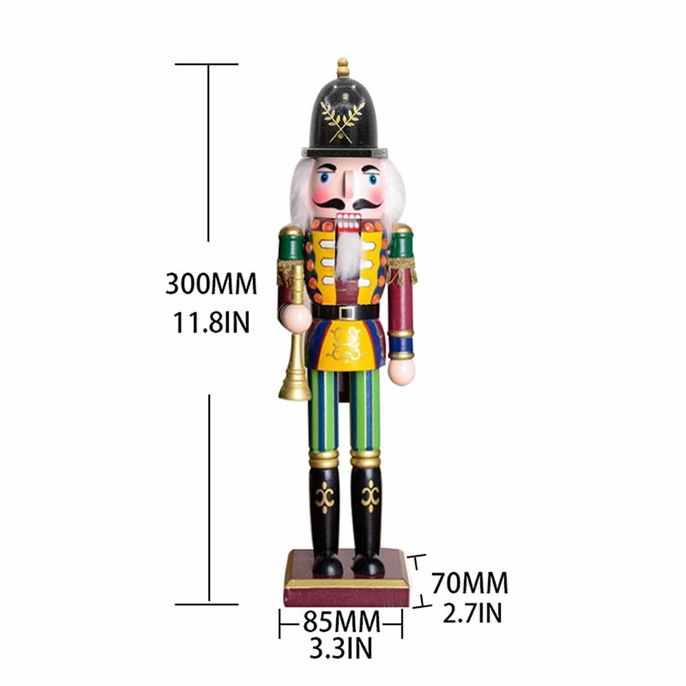 Щелкунчик - раскрашенная рождественская игрушка 30cm (сплошная древесина) - деревянная солдатская кукла - ретро статуэтка / сувениры, украшение детской комнаты отдыха
