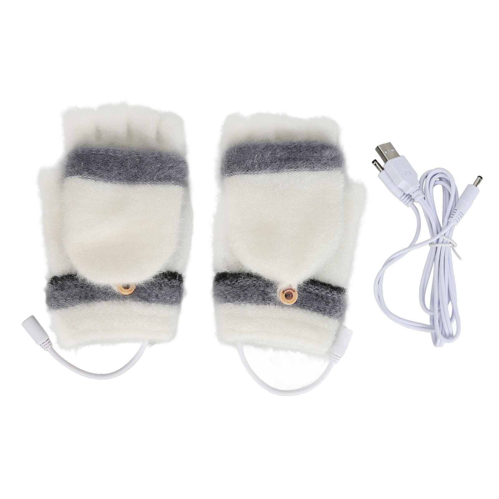 1 пара перчаток с USB-подогревом, зимние теплые варежки с полным пальцем и полупальцами для ноутбука, перчатки с USB-подогревом для печати на ноутбуке