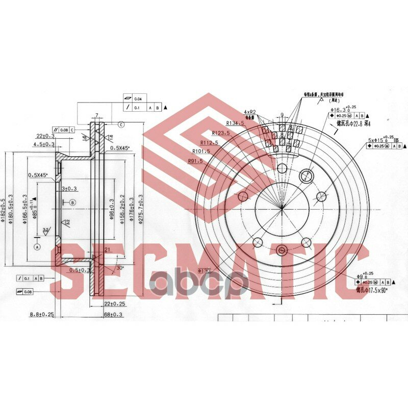 Диск тормозной пер MERCEDES BENZ Sprinter (901/ 902/903/904) 95-06, VW LCV LT 28-46 96- (=SBD30093015) SEGMATIC арт. SBD30093031
