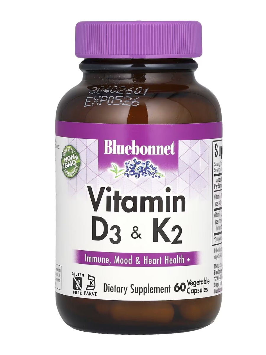 Bluebonnet Nutrition, Комплекс витаминов D3 и K2, 60 капсул