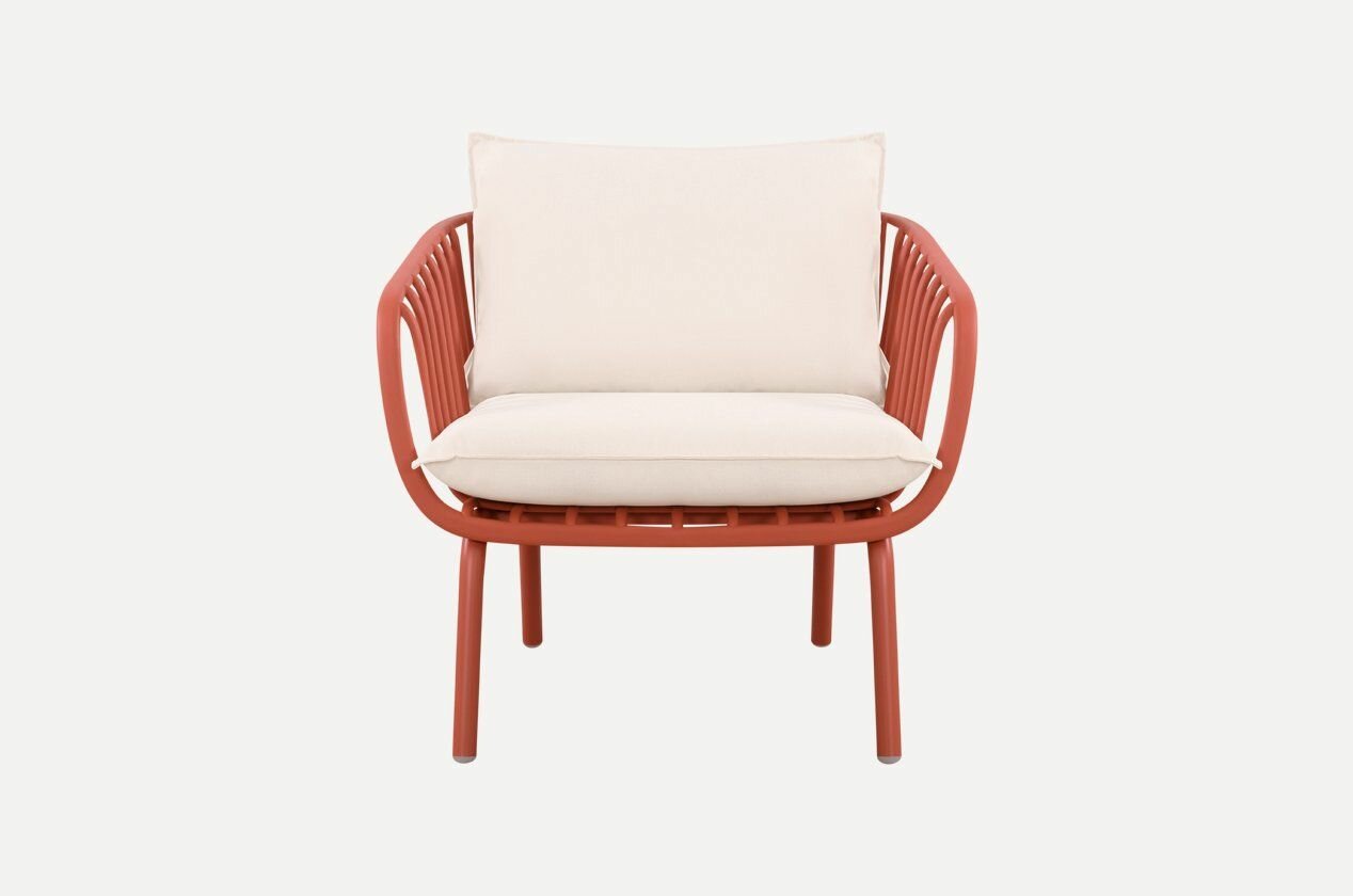 Кресло в гостиную мягкое Divan.ru Франс Terra, красное/белое, рогожка, с подлокотниками