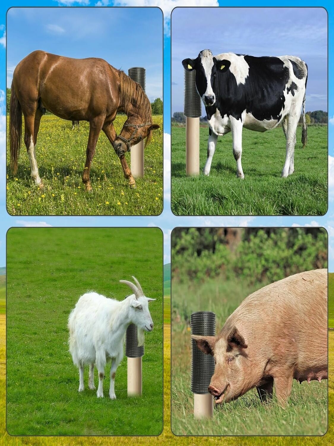 Набор из 2-х мягких чесалок для лошадей и КРС панели для чесания животных, облегчение зуда для коз, овец, коров и свиней