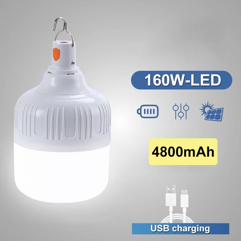 160W LED фонарь для кемпинга 4800mAh USB