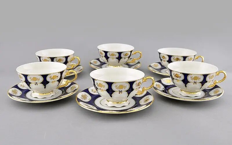 Набор чашек Leander "Соната" 0,2л, синий и белый