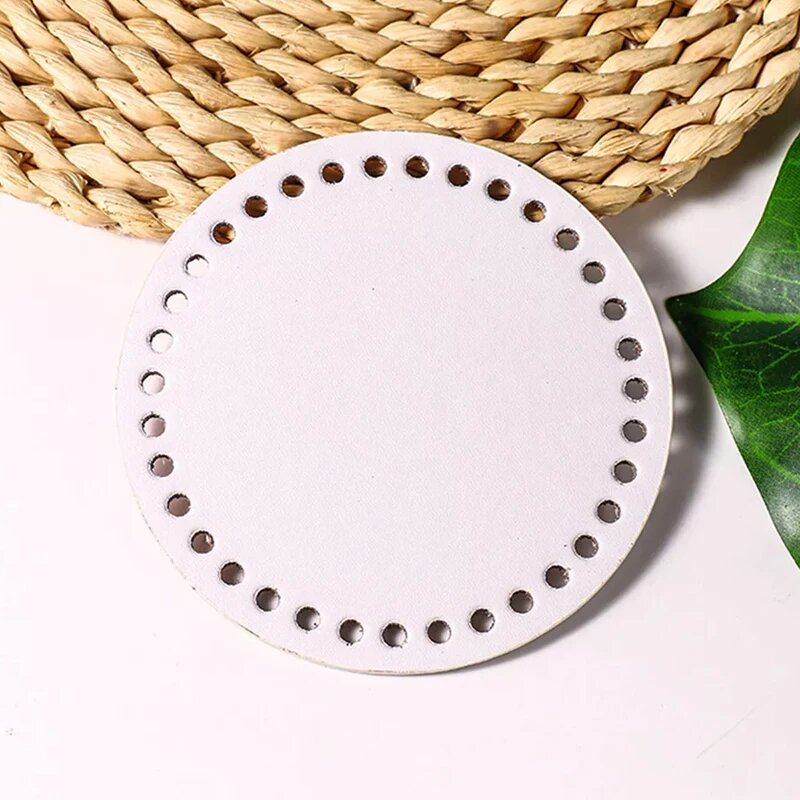 Вязаная сумка с круглым дном, дно сумки из искусственной кожи, дно ручной работы с отверстиями, аксессуары для дна сумки крючком своими руками Белый, White