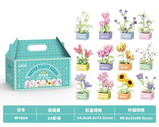 Букет цветов Мини-строительные блоки Игрушки для детей Подарок для детей 6 лет Мальчики Девочки Mirco Bricks Set Игрушка Украшение для дома