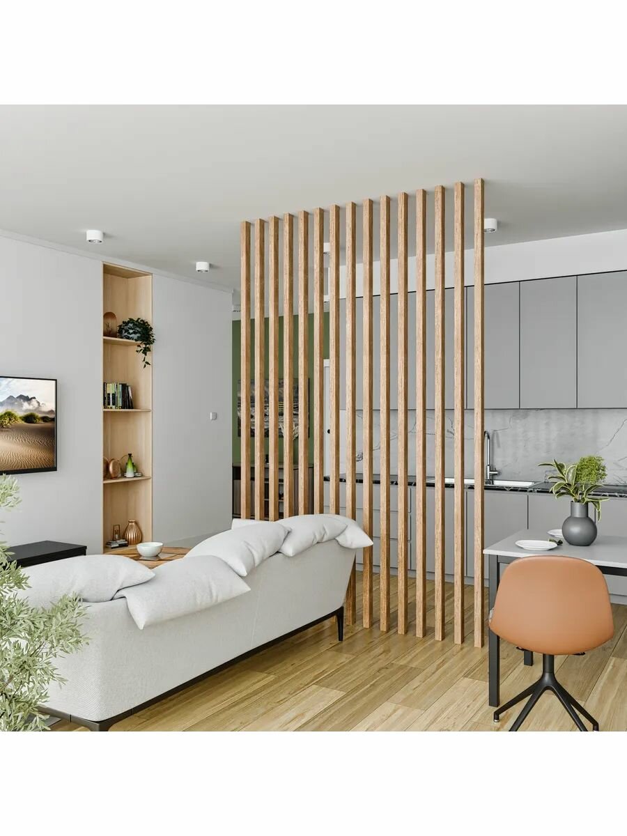 Перегородка из реек отдельностоящие 40х60 мм, ширина 1690 мм, дуб сонома