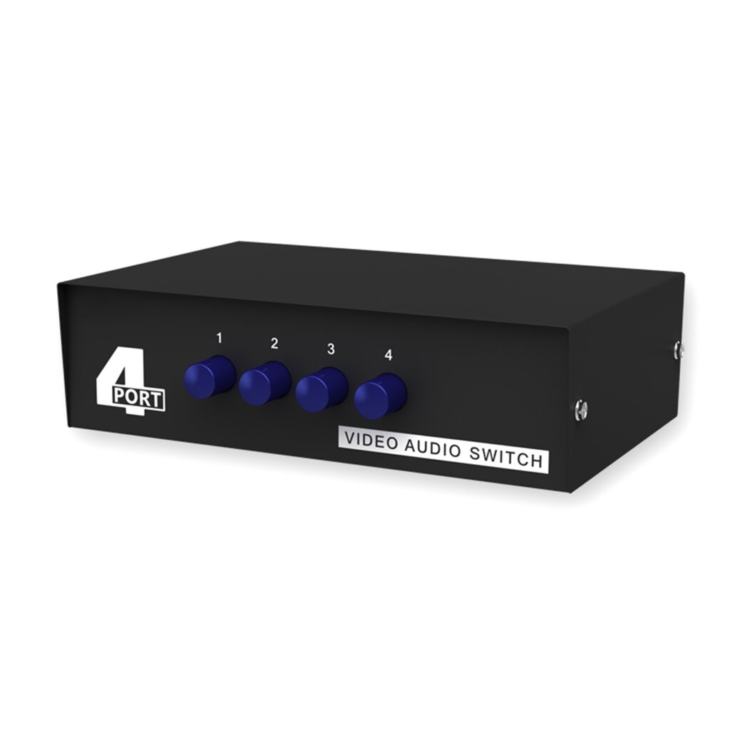 AntiInterfere 4Way Video Switching Box 4 in 1 Out Composite Switcher for Composite Video Stereo Audios Select Box