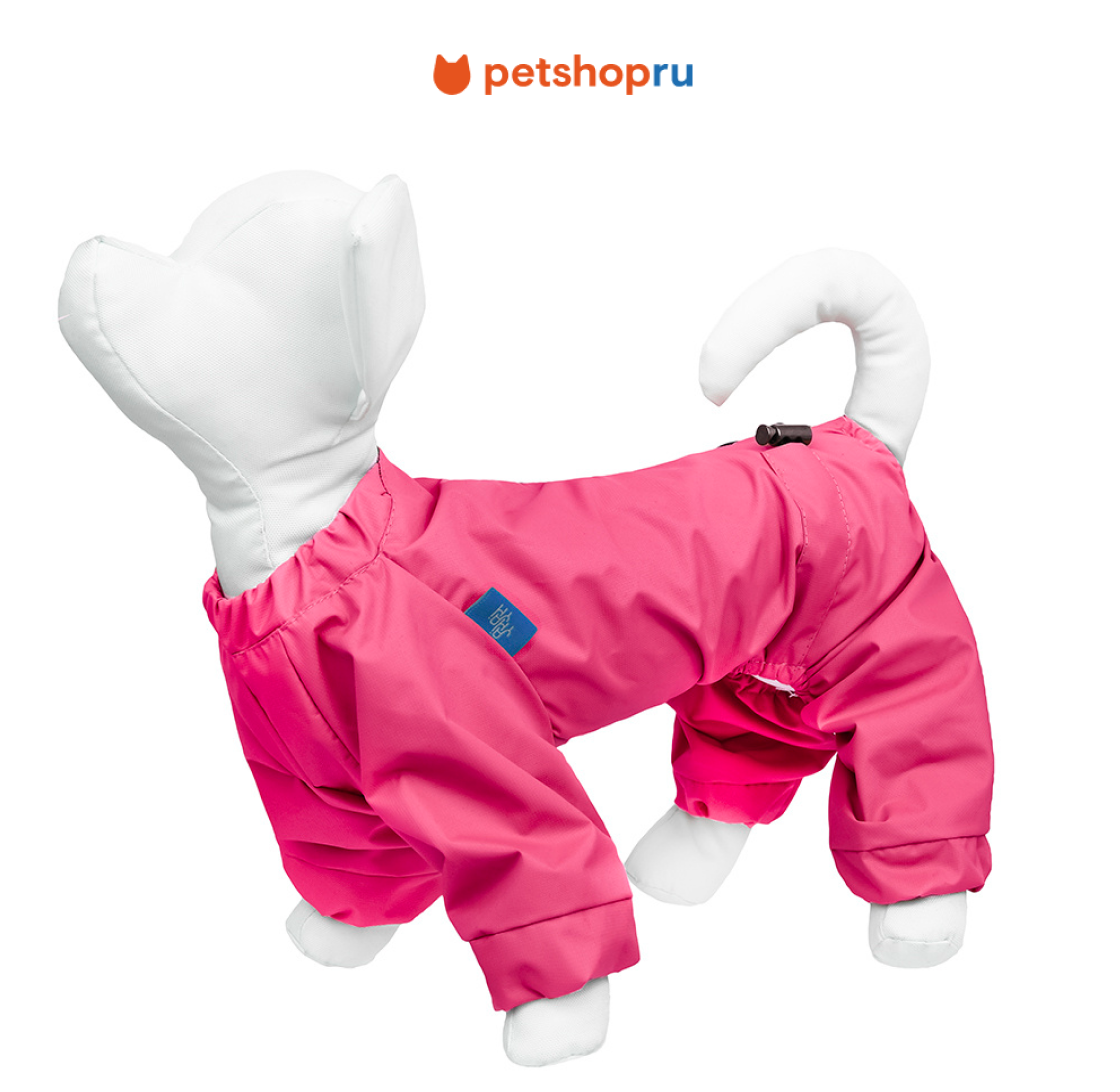 Yami-Yami одежда Дождевик для собак на молнии, розовый, размер M, спинка 28.5 см