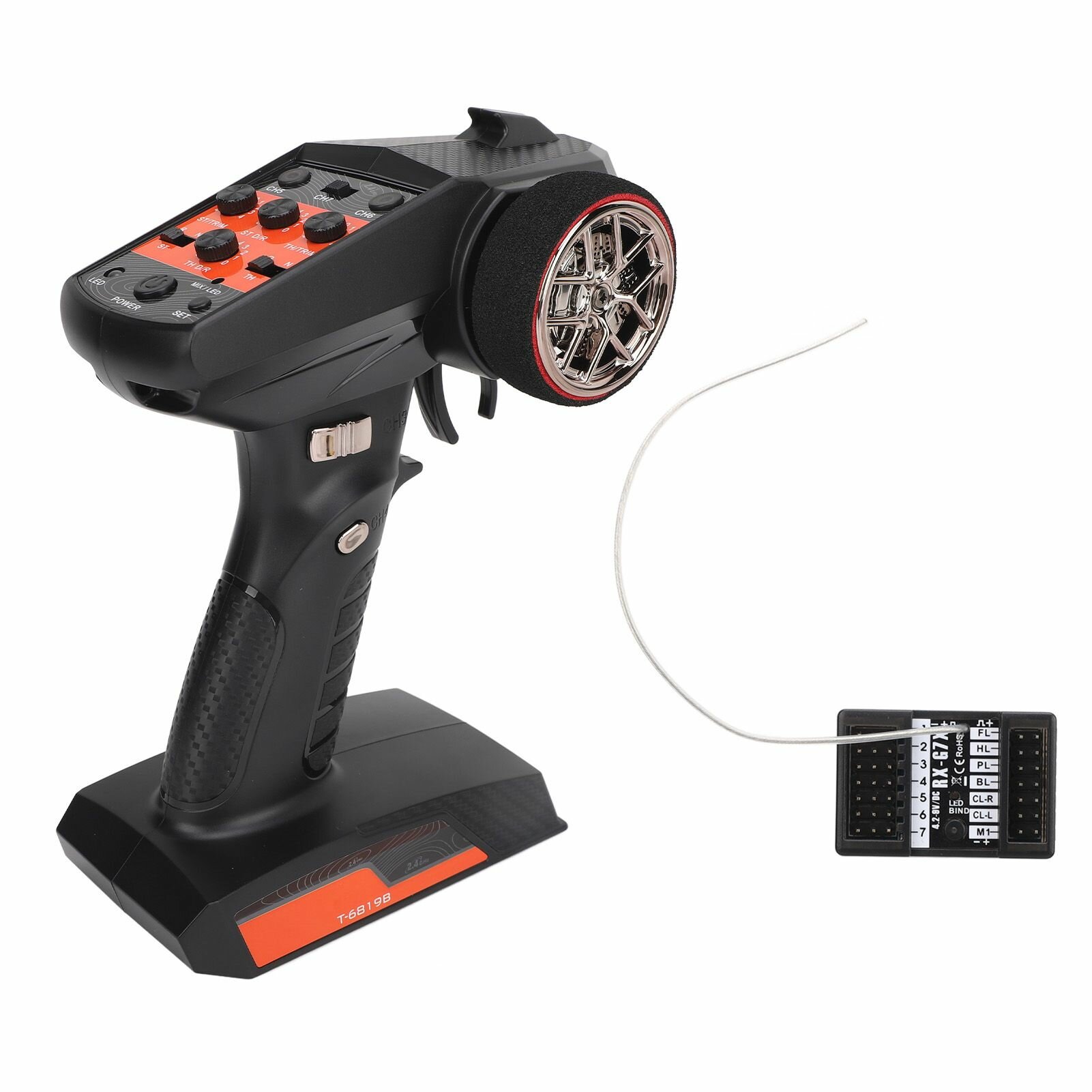 2.4G 7-канальный радиопередатчик Пульт дистанционного управления с приемником 7-канальный пульт дистанционного управления для RC автомобиля Лодка Черный