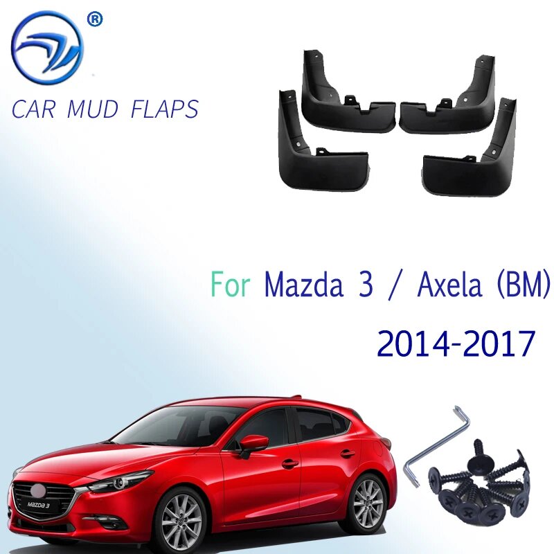 Передние и задние формованные Брызговики для Mazda 3 (BM) Axela, 4-дверный седан 2014-2017, брызговики, брызговики, щитки от грязи, 2015 2016