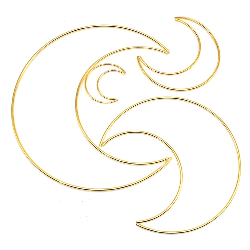 1 набор из 4 предметов, золотая большая луна, любящее сердце, пятиконечная звезда, железный круг, аксессуары для ловца снов-moon