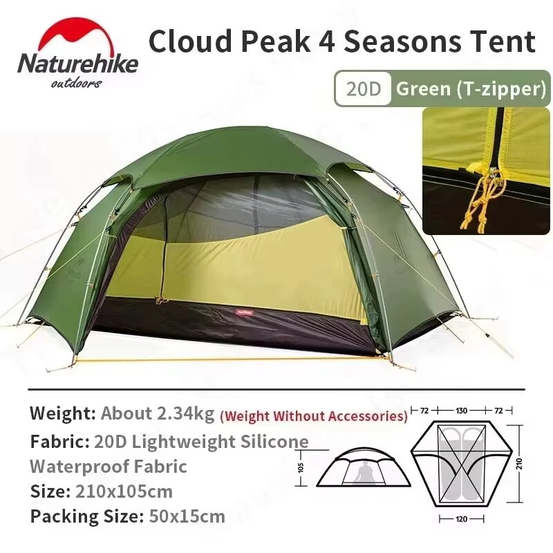 Naturehike Cloud Peak 2 синяя кемпинговая палатка для двоих