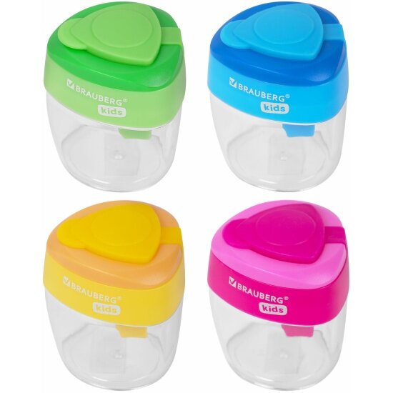 Точилка Brauberg KIDS "MAXI", 2 отверстия, с большим контейнером, трехгранный корпус, цвета ассорти, 271945