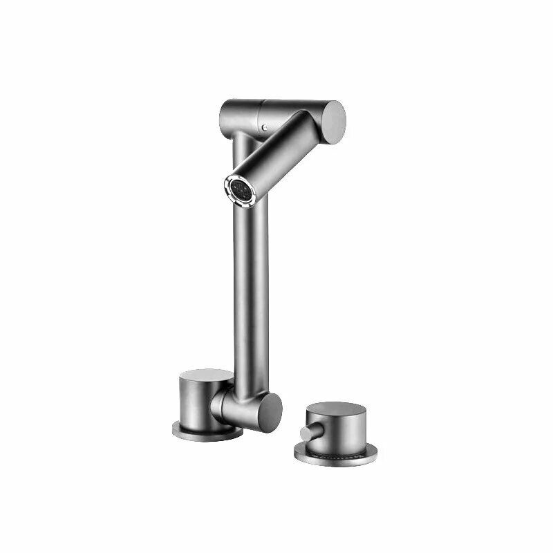 Черный смеситель для кухонной мойки из нержавеющей стали 304, скрытый складной смеситель для горячей и холодной воды, кран для раковины с двойным отверстием и одной ручкой, Brushed