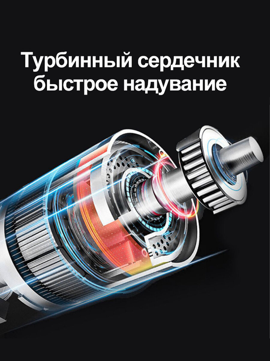 Насос Автомобильный, Автомобильные компрессоры, Беспроводной Компрессор, встроенным АКБ и зарядкой от USB (Черный)