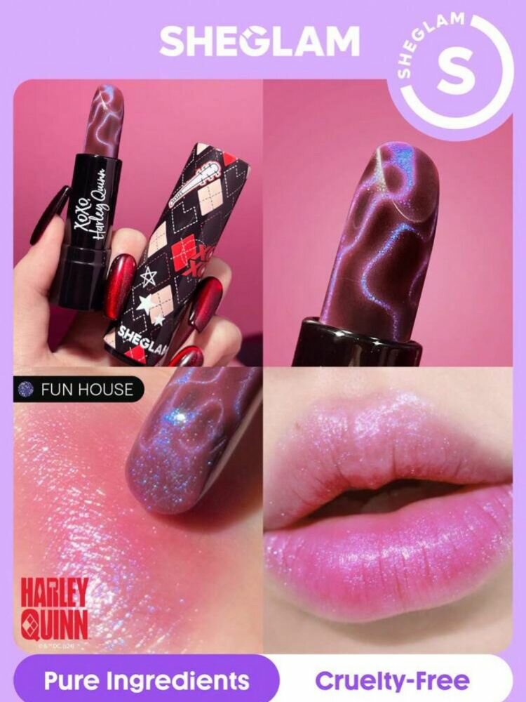 Sheglam Изменяющая цвет губная помада, совместное имя, девочка-клоун Гарри Куинн