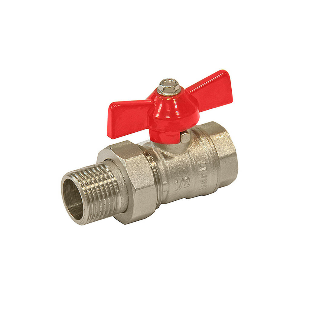 Кран шаровый СТМ Оптима для воды 1/2" с накидной гайкой, ручка-бабочка,