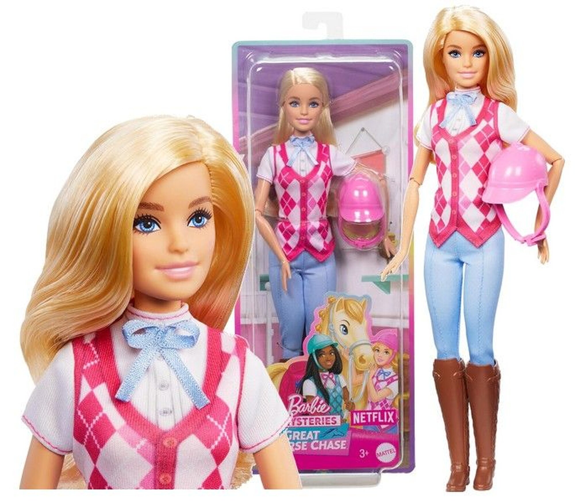 Кукла Mattel Barbie - Кукла-жокей Малибу в стильный костюм для верховой езды - Барби HXJ38