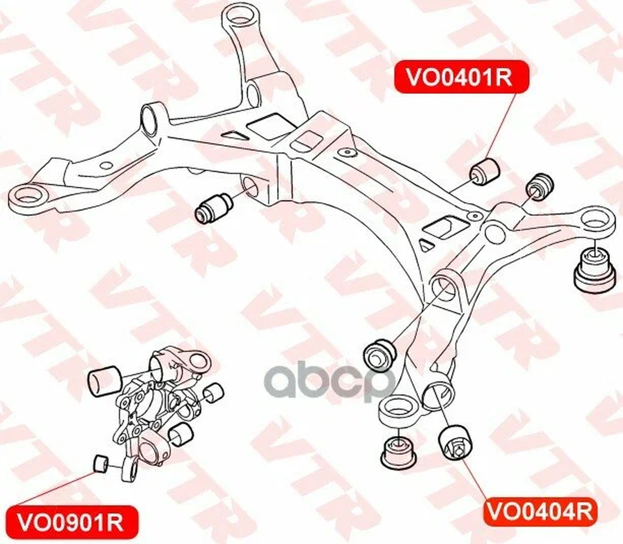 Сайлентблок VTR VO0404R, для задней подвески