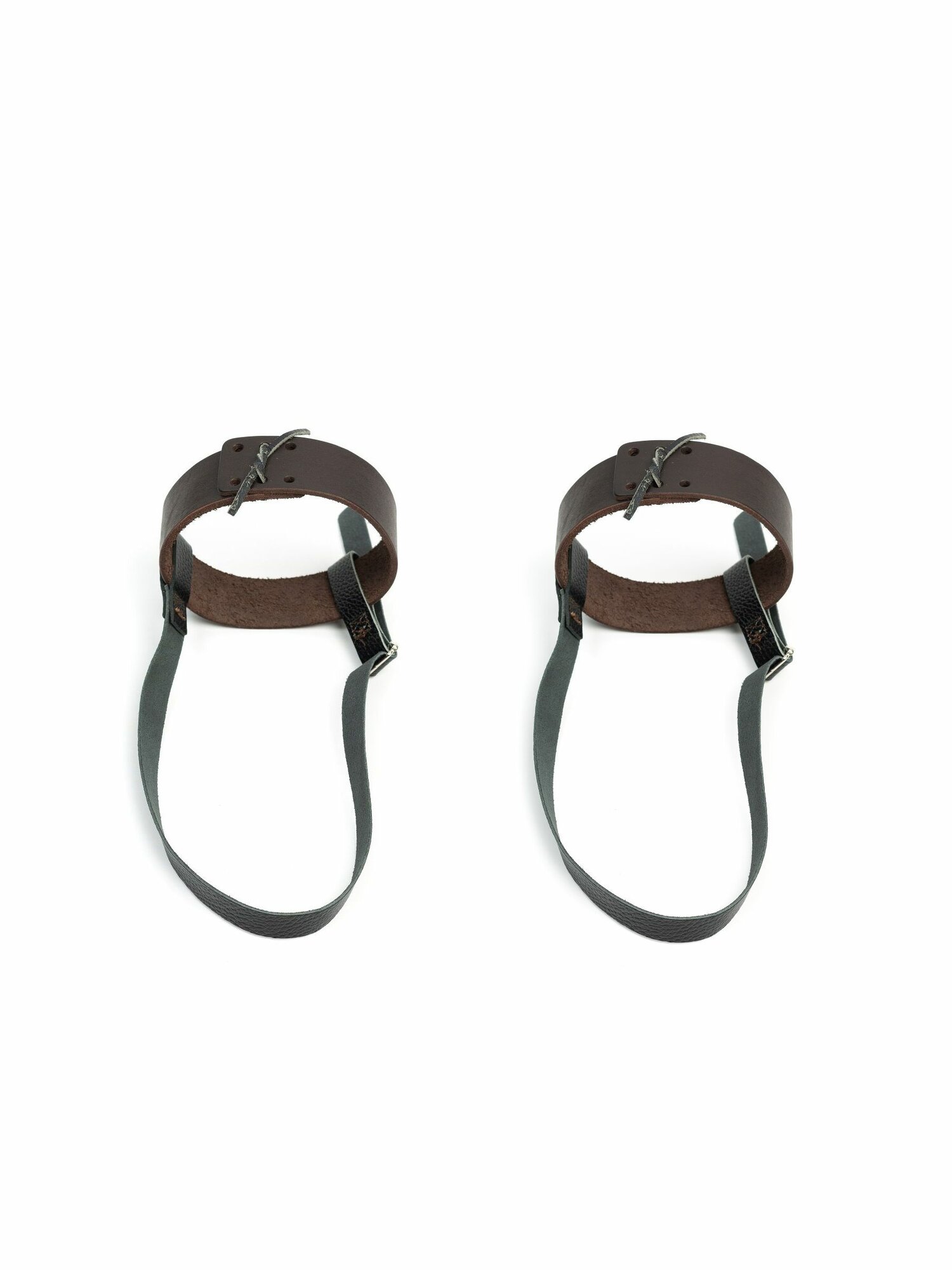 Крепления для охотничьих лыж кожаные (носковой и пяточный ремень) коричневые