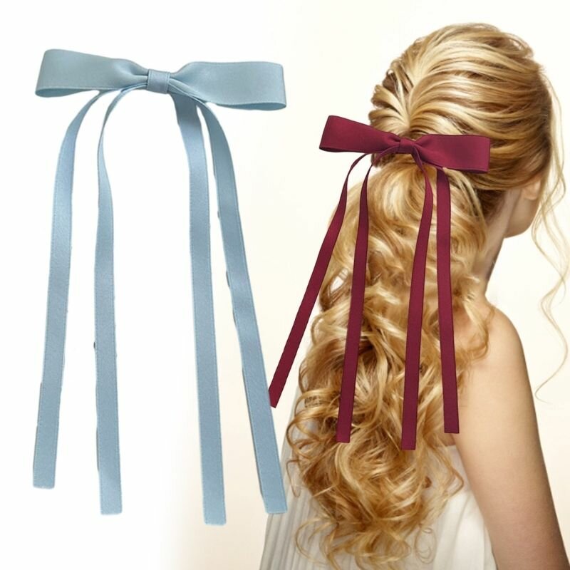 Заколка для волос с бантиком из девчачьей ленты-Черный