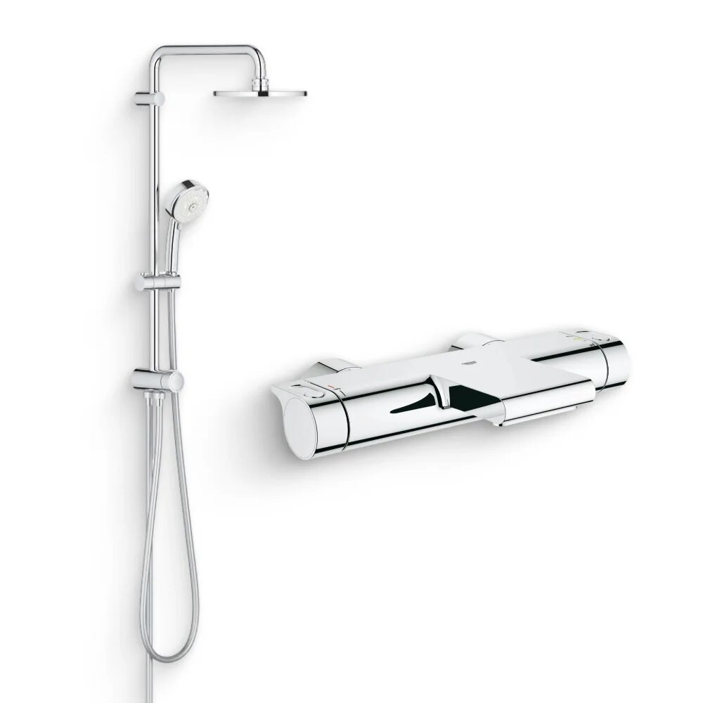 Душевой комплект Термостат Grohe Grohtherm 2000 New 34174001, для ванны с душем / Стойка New Tempesta Cosmopolitan 27394002