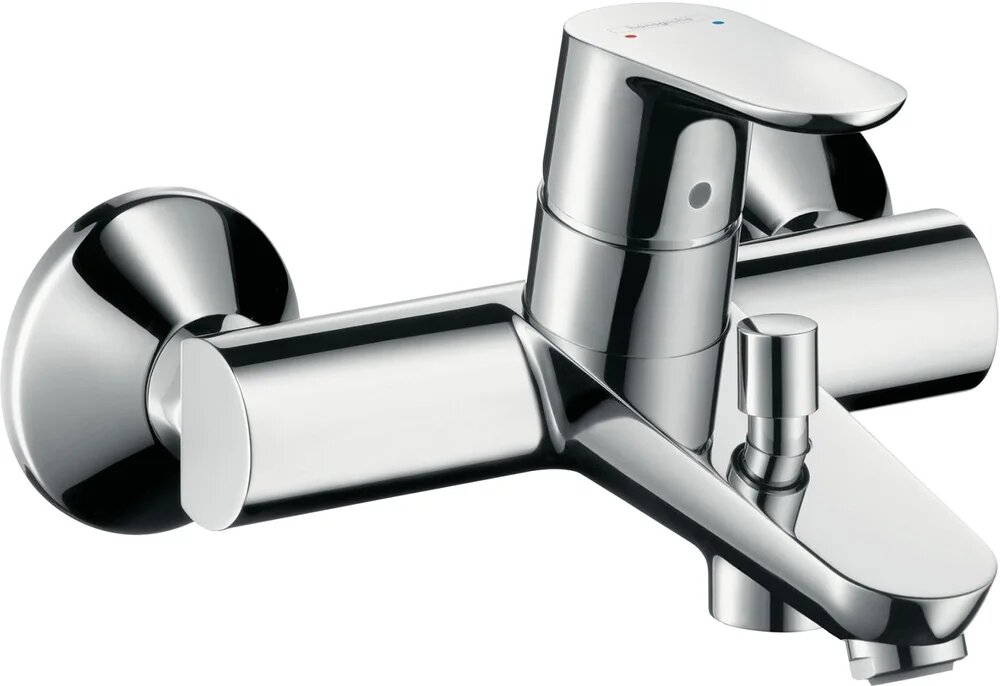 Смеситель для ванны с душем Hansgrohe Focus E2 31940000 настенный, однорычажный, хром, глянцевый, латунный, без лейки, с керамическим картриджем