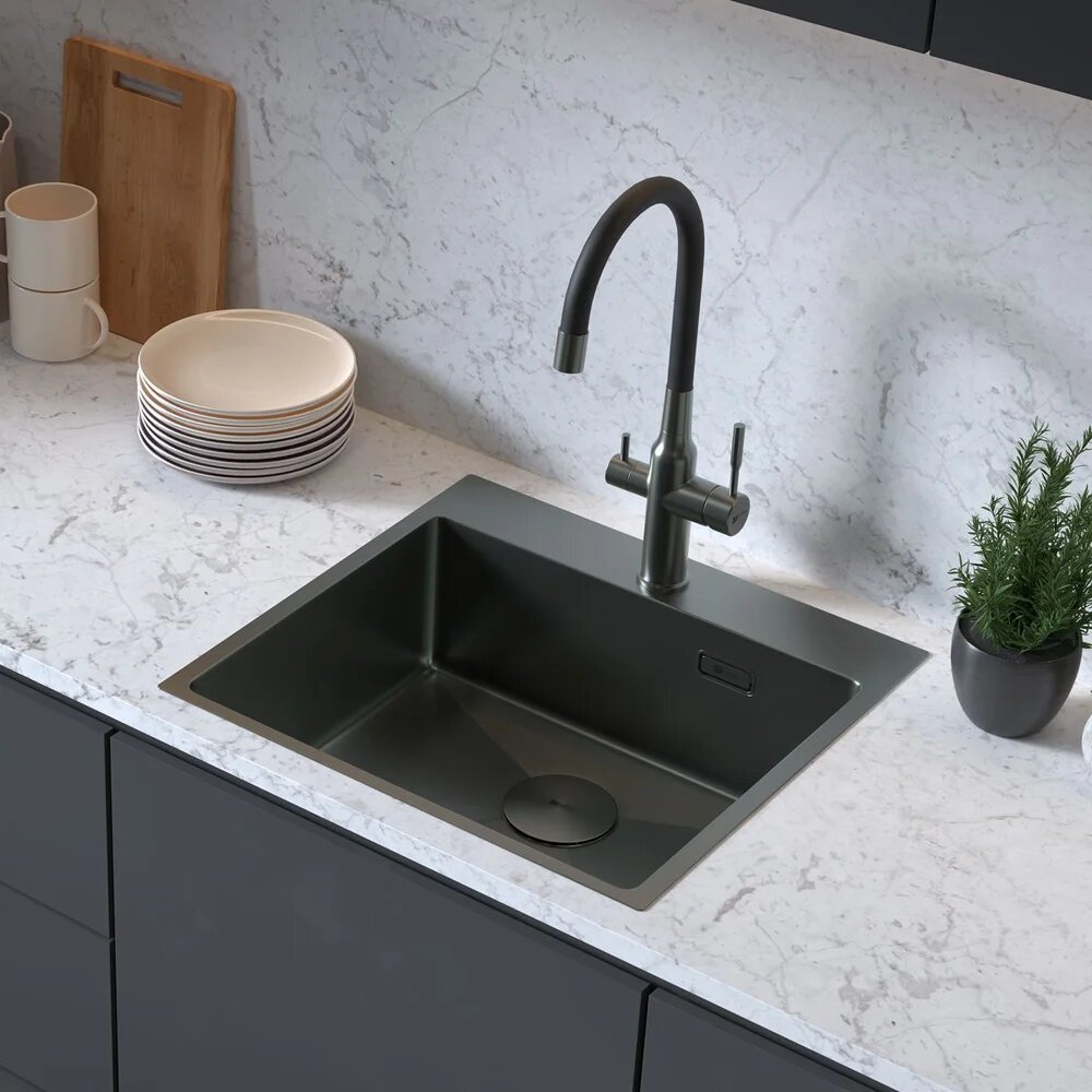 Кухонная мойка Lemark JANGA 540 прямоугольная из нержавеющей стали цвет: Графит