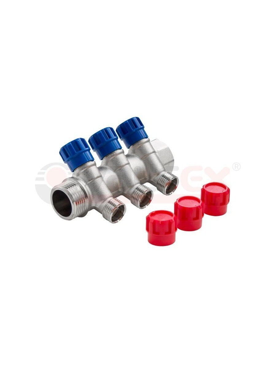 Коллектор с регул. вентилями. 1дюймх3 вых. 1/2дюйм нар.(20) К VALFEX VF.560. N.0603