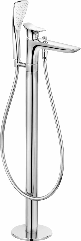 Напольный смеситель для ванны с душем Kludi Ambienta 535900575 с душевым гарнитуром, хром, глянцевый, латунный, с керамическим картриджем