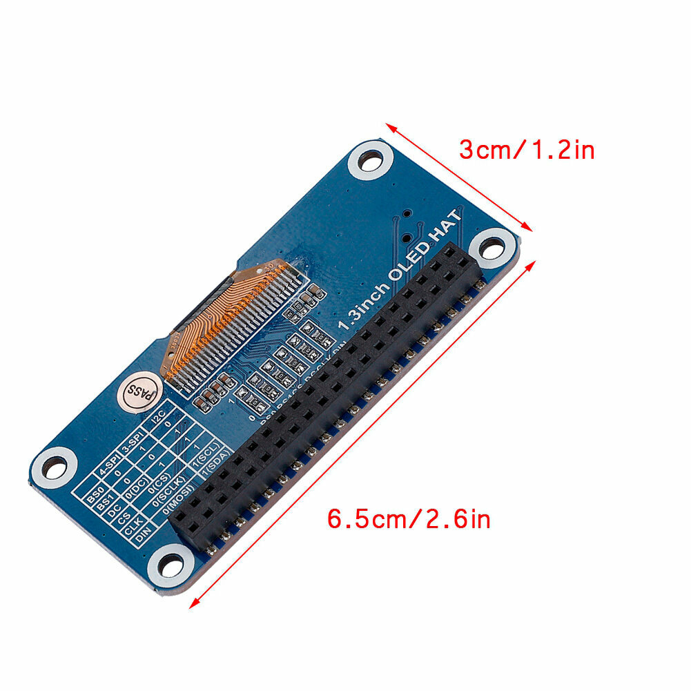 1.3 inch OLED Display HAT Expansion Board For Raspberry Pi 2B/3B/Zero/Zero W — фото 1